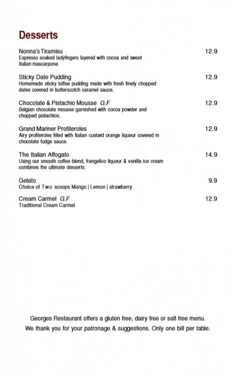 Menu's - Georges
